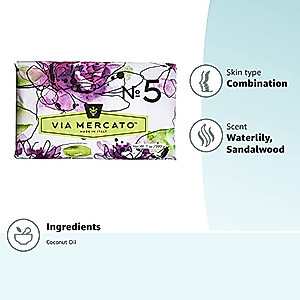 Via Mercato Italian Soap Bar (200 g), No. 5 - Waterlily & Sandalwood