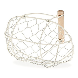 The Lucky Clover Trading Small Oblong Wire Mesh Fixed Handle Basket, Cream