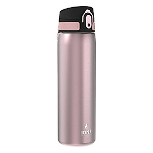 Ion8 Vacuum Insulated Stainless Steel Water Bottle - Leak Proof Bottle - Fits Cup Holders, 17 oz / 500 ml (Pack of 1) - OneTouch 1.0 - Rose