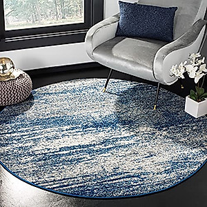 SAFAVIEH Evoke Collection 6'7" x 9' Navy/Ivory EVK272A Modern Abstract Non-Shedding Living Room Bedroom Dining Home Office Area Rug