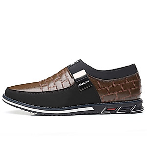 COSIDRAM Men Casual Shoes Sneakers Loafers Walking Shoes Lightweight Driving Business Office Slip on Brown 9.5