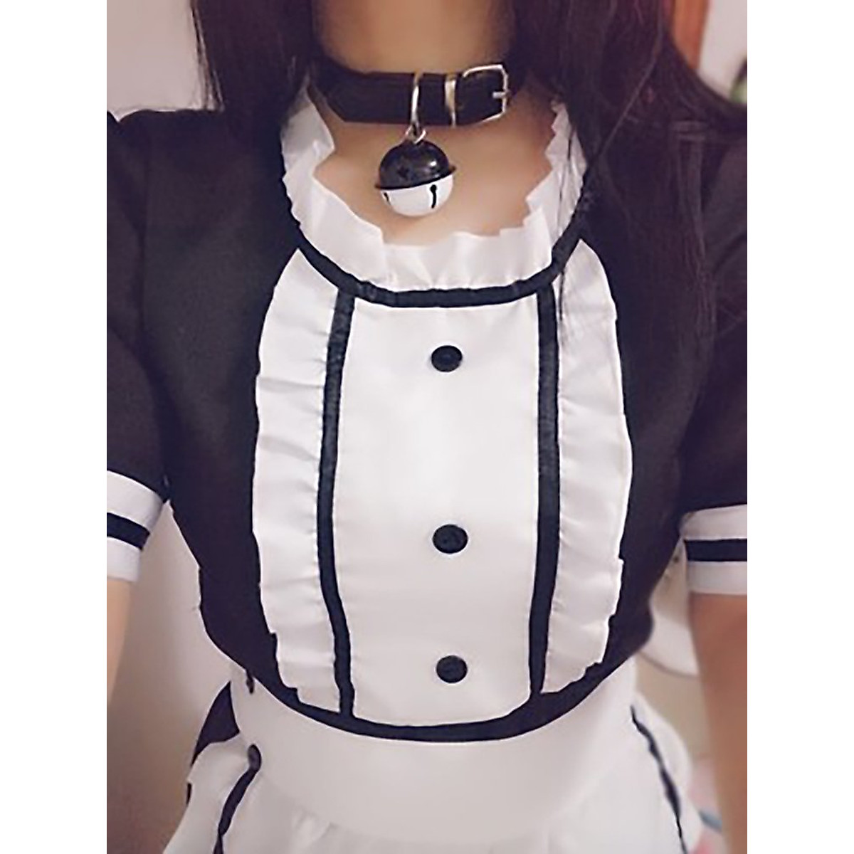SWAGPAI Handmade Cosplay Choker Lolita Kitty Bell Collar Women Leather Bow Choker Necklace (Black)