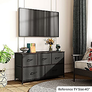 WLIVE 5-Drawer Dresser and 8-Drawer Dresser Set, Fabric Storage Tower for Bedroom, Hallway, Nursery, Closets, Tall Chest Organizer Unit with Textured Print Fabric Bins, Steel Frame, Wood Top, Easy Pul