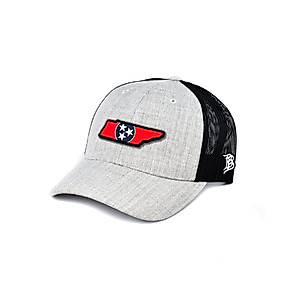 Branded Bills 'The 16 PVC' Tennessee Patch Hat Curved Trucker - One Size Fits All (Heather Grey/Black)