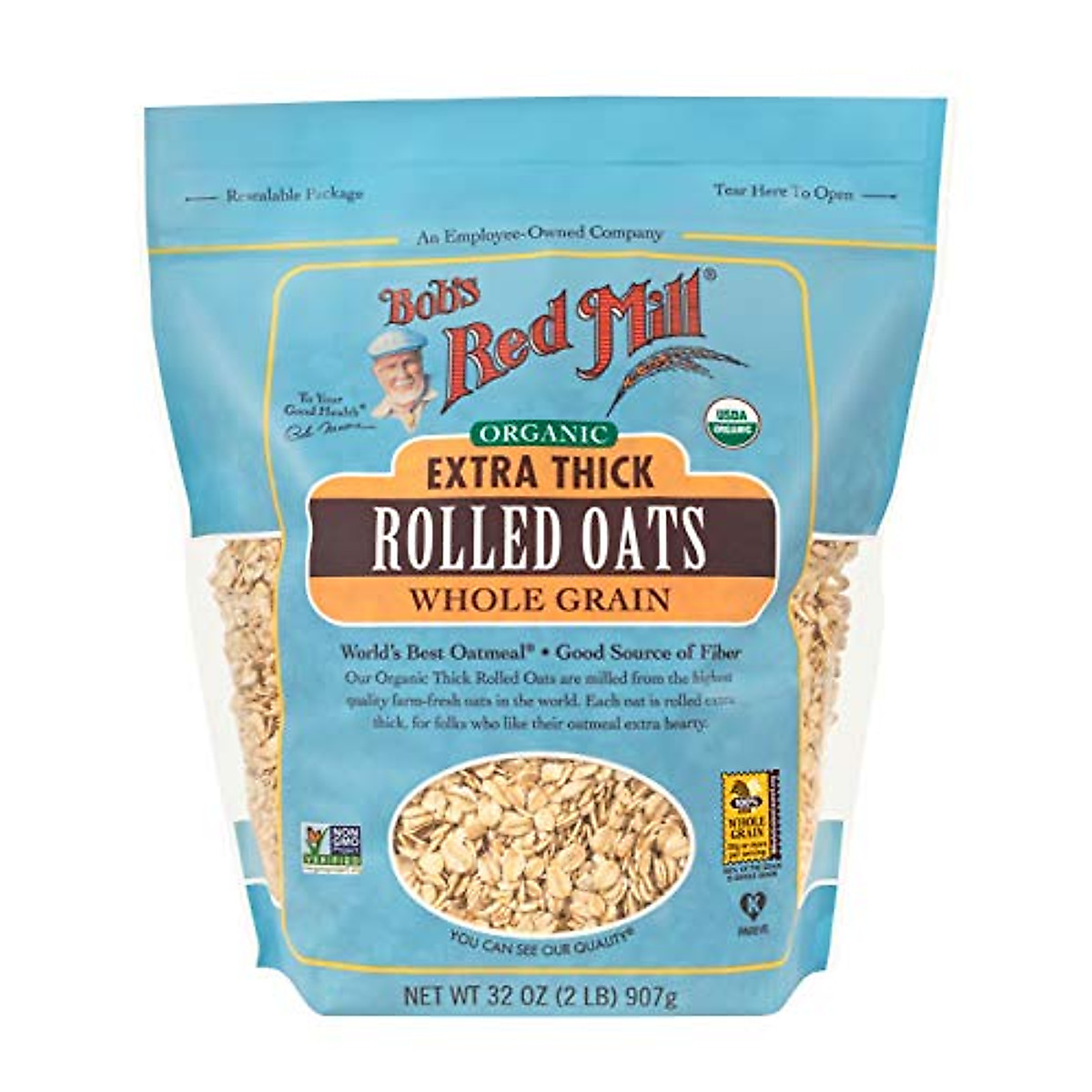 Bob's Red Mill Organic Extra Thick Rolled Oats, 32-ounce (Pack of 4)