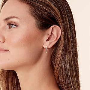 PAVOI Rhodium Plated 925 Sterling Silver Post Trendy Cubic Zirconia and Pearl Dangle Huggie Earrings for Women - Small Gold Hinged Pearl Huggie Hoop Earrings