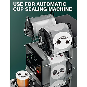 WantJoin 2 Rolls Cup Sealing Film, Pearl Cup Sealer Film 90-105 mm(3.5-3.7in） 6400 Cups for PP Plastic and Paper Cups, Tea Cup Sealing Film for Coffee Shop, Milk Tea Shop, Bar,White