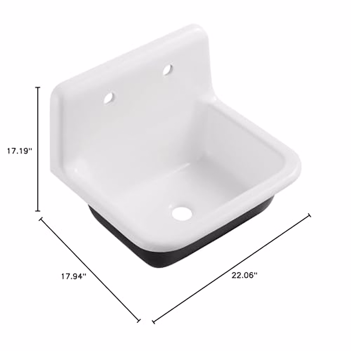 Kingston Brass GCLWS22187 Petra Galley 22" x 18" Cast Iron Wall Mount Utility Sink, White