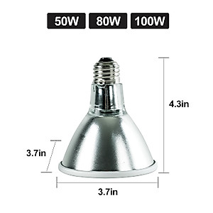 REPTI ZOO Reptile Basking Heat Lamp Bulb, 50W Splashproof Energy Saving Deep Heater Non-Luminous Carbon Infrared Heat Bulb for Reptile Amphibians
