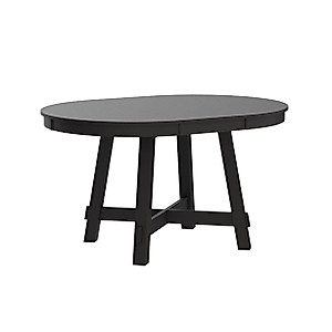 P PURLOVE Round Kitchen Table, Round Extendable Dining Table with 16" Leaf,Wood Dining Table Round,Espresso Dinner Table