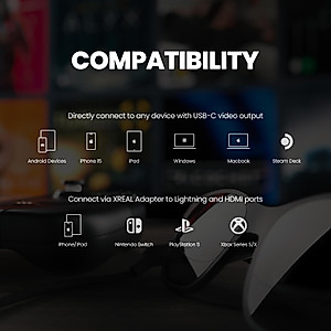 XREAL Air 2 AR Glasses, 130" Wearable Display with All-Day Comfort, 72g 120Hz 1080P, Ideal for Gaming, Streaming, Smart Glasses, Best TV/Projector/Monitor Alternative