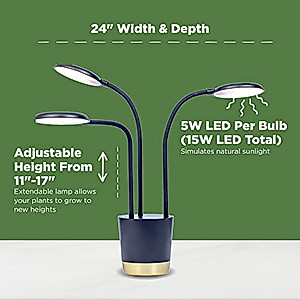 AeroGarden Trio Grow Light for Indoor Plants, Grow Live Plants Anywhere in The Home, Adjustable Light Modes, Black