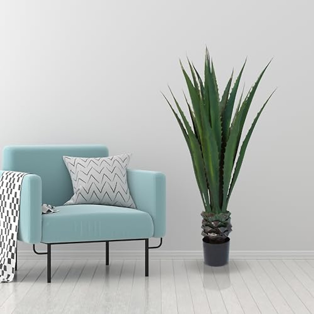 Pure Garden Giant Agave Fake Plant - 52-Inch Faux Succulent with Pot - Artificial Trees Blend Southwestern Style with Modern Home Decor
