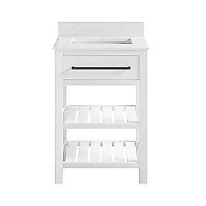 DHP Camden 24” Bathroom Vanity, White with Black Towel Rack