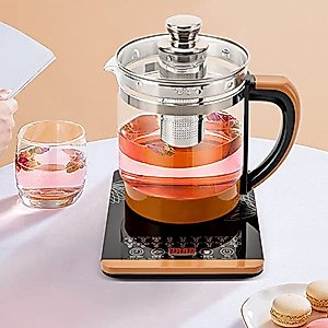 Electric Kettle 1.8L Electric Health Pot Kettle 110V health pot,tea maker, black flower tea, decoction pot, 800W Multifunction Food-Grade Stainless Steel (Brown)
