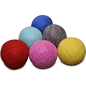 Comfy Pet Supplies Set of 6-100% Wool Felt Ball Toys for Cats and Kittens, Handmade Colorful Eco-Friendly Cat Wool Balls (4cm, Gray Mint Blue Red Pink Yellow)…
