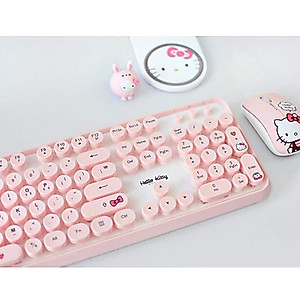 Digital Ventus Hello Kitty Retro Keyboard + Mouse Set, Keyboard Korean/English (Pink)