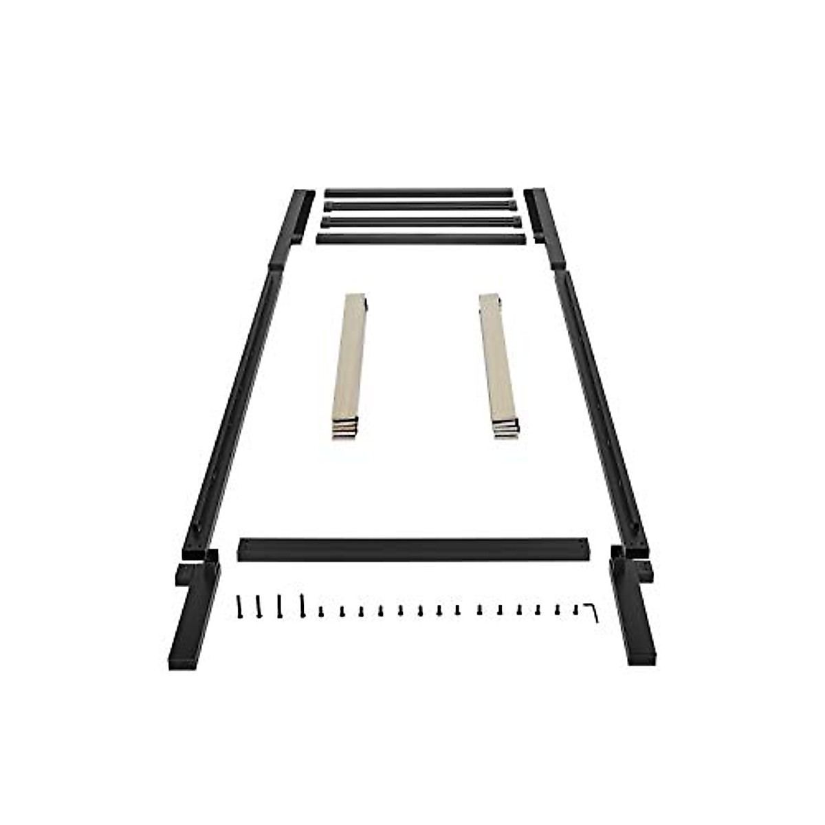 Amazon Basics Industrial Metal Bed Frame with Headboard and Wood Slats, 14 Inches High, Twin, Black