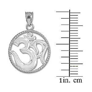 925 Sterling Silver Round Milgrain-Edged Yoga Medallion Om Charm Pendant