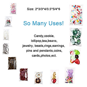 Geyoga 4 Size Clear Plastic Cello Bag Resealable Self Sealing Cellophane Bag for Candy Cookies Decorative Wrapper (240 Pieces)
