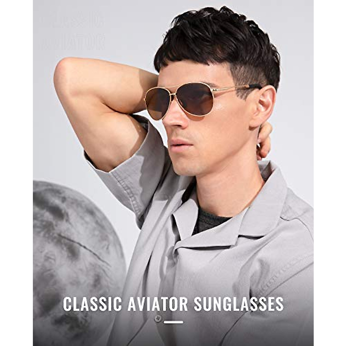 Cyxus Aviator Sunglasses for Men Sunglasses Polarized UV Protection Trendy Metal Pilot Glasses for Driving Hiking Travel