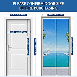 Magnetic Screen Door, Screen Size 39x94in/100x240cm(Width*Height) Durable Mesh Curtain Sliding Door Mesh with Full Frame-Brown