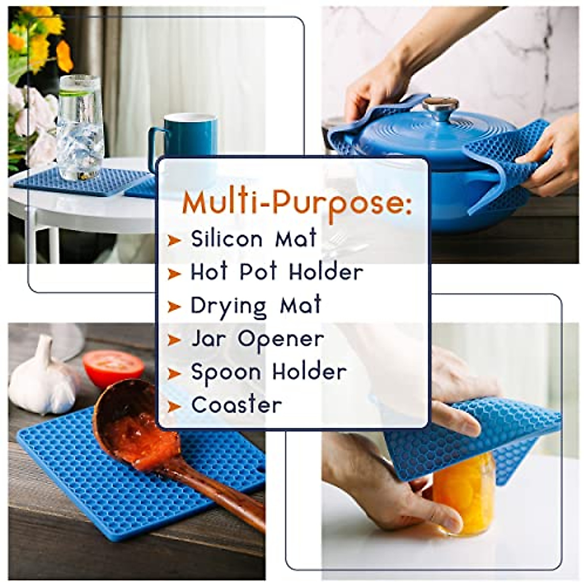 BTaT- Trivets for Hot Pots and Pans, 2 Pack, Trivets, Silicone Trivet, Hot Plate Holder, Trivets for Hot Dishes, Hot Pot Holder, Silicone Trivet Mat, Silicone Trivets, Trivet Set