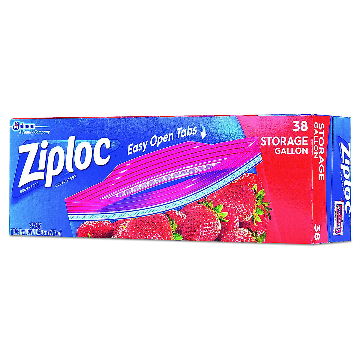 Ziploc 665016 Double Zip/ Storage Bags, 10-9/16 x 10-3/4, 1 Gal, Clear, 38/Box (Case of 9 Boxes)