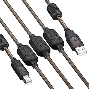 Tan QY Active USB 2.0 Printer Cable 100Ft - A-Male to B-Male High Speed Printer/Scanner/Repeater Cable for HP, Canon, Lexmark,Dell, Samsung etc (100Ft/30M)