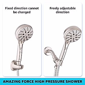 AMAZING FORCE Shower Head with Handheld, 6 Settings Showerhead High Pressure Powerful Water Spray Shower Head Set with 70 Inch Stainless Steel Hose and Bracket