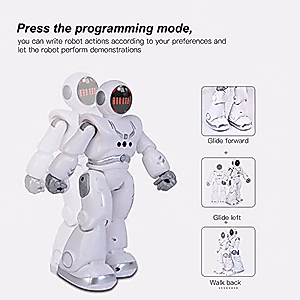 SPYMINNPOO RC Robot, Rc Robot Toys Gesture Sensor Smart Intelligent Programming Automatic Presentation RC Remote Control Robot for Kids Over 8 Years Old Kickscooter Deformation Model
