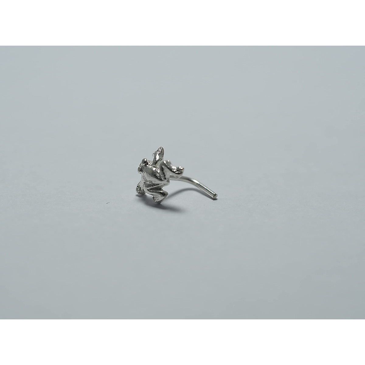 18, 20 Gauge sterling silver Frog Earring, nose stud/Jewelry Nose Stud, Silver Nose ring, Nose Piercing, Body Jewelry (18 gauge/silver L bend)