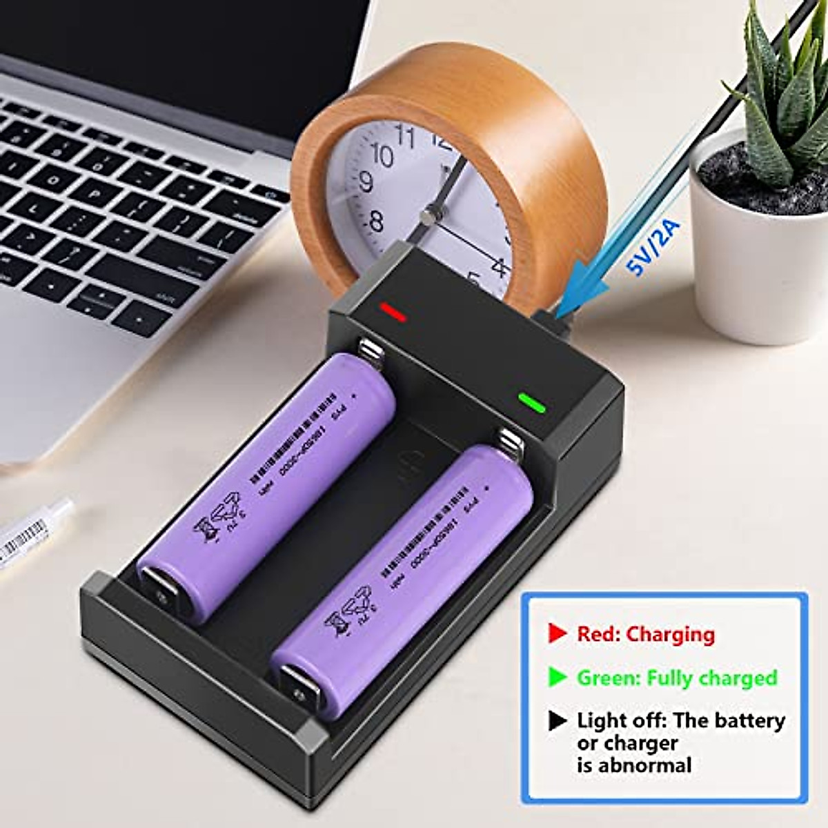 REACELL 18650 Lithium Battery Charger, Univerisal Lithium Charger for 3.7V 18350 26650 22650 21700 16340 14500 36650 Lithium Battery