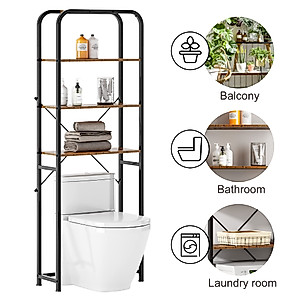 soges 3-Tier Bathroom Storage Rack, Freestanding Over The Toilet Storage Rack, Space Saver Bathroom Organizer, Wooden Bathroom Toilet Rack
