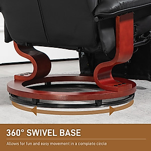 HOMCOM Manual Swivel Recliner Chair, PU Leather Reclining Chair with Footrest for Living Room, Black