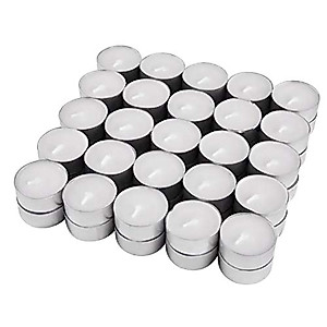 Bulk Set of 250 Tealight Candles in Metal Cups (White) 4.5 Hour Burn Time ( Unscented Tea Lights )