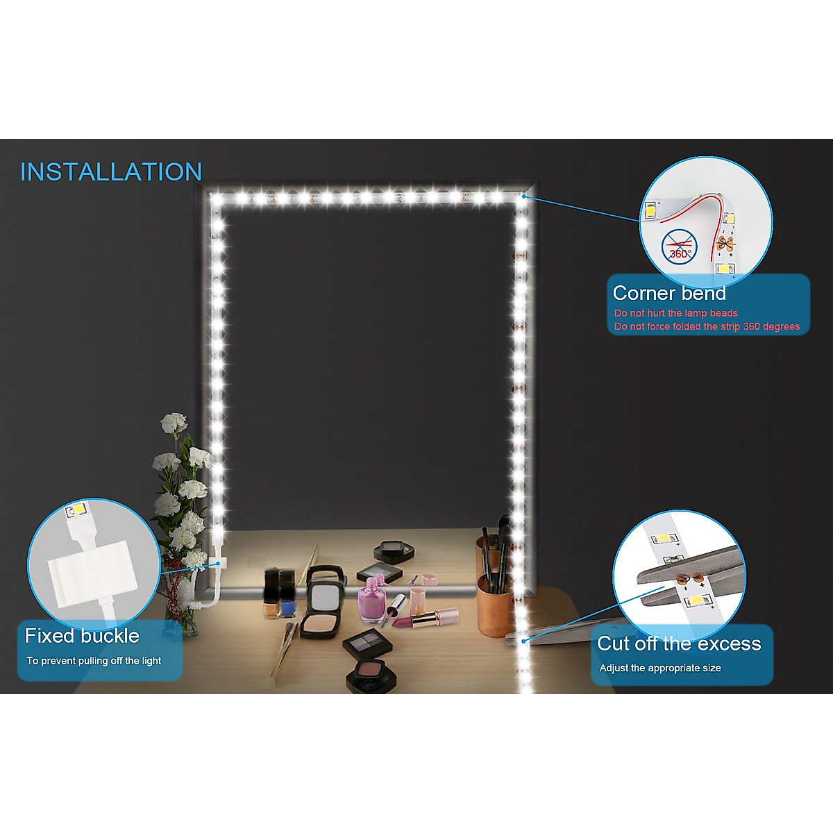 ViLSOM Led Vanity Mirror Lights Kit, 13ft/4M 240 LEDs Make-up Vanity Mirror Light for Vanity Makeup Table Set with Dimmer and Power Supply, Mirror not Included