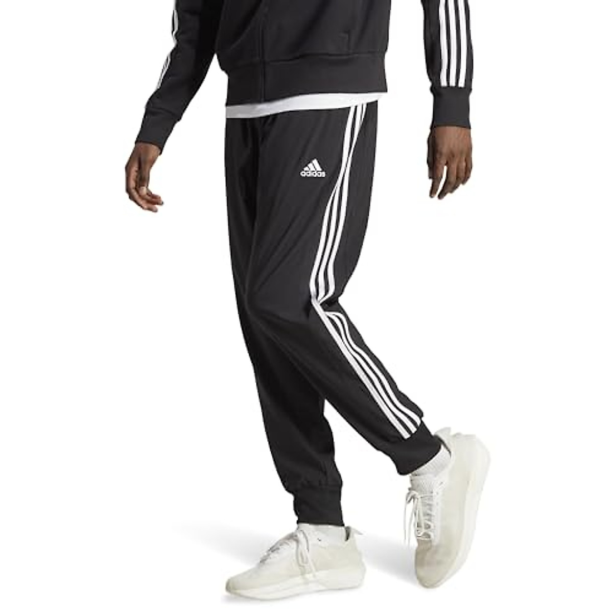 adidas Men's AEROREADY Essentials Woven 3-Stripes Cuffed Pants Black/White Medium