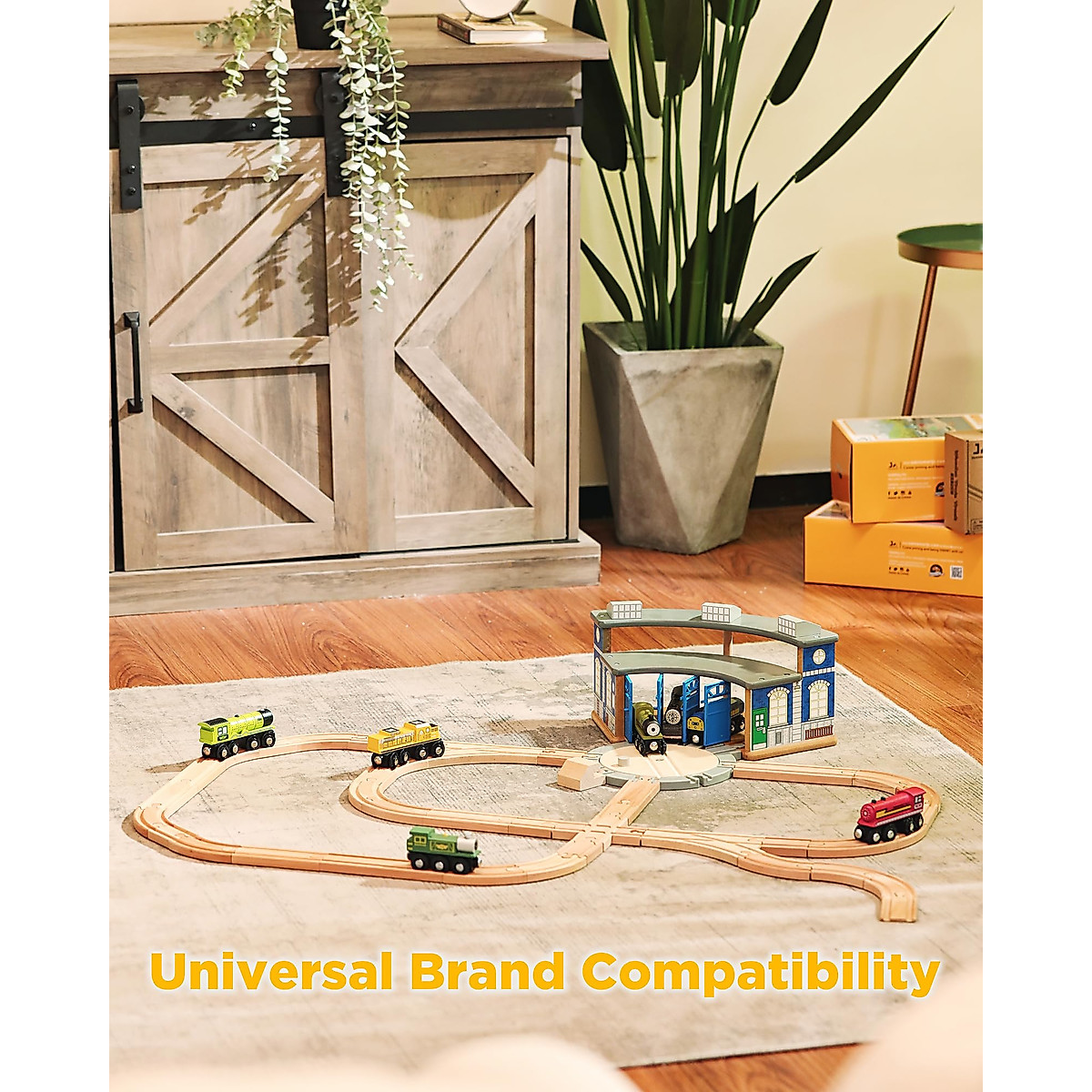SainSmart Jr. Wooden Train Track 24pcs, Track Expansion Compatible with All Major Brands Toddler Railway Toy Train Set Boys Train Set 3+