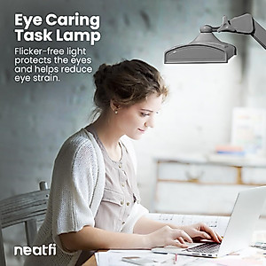 Neatfi Ultra 3,500 Lumen LED Desk Lamp, 45W, 26 Inch Wide Metal Shade, 270 SMD LEDs (Non-CCT with Clamp, Silver)