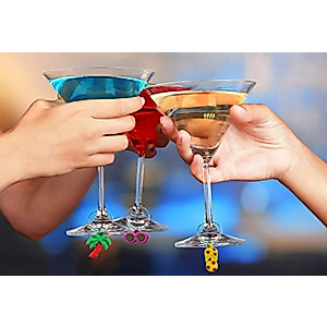 SANHE Wine Glass Charms Tags, Wine Drinker Gift set of 12, Champagne Cocktail Drink Markers (red)