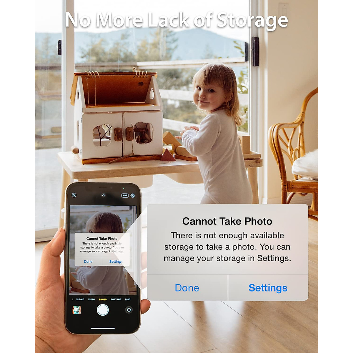 NEWQ 1TB External Hard Drive for iPhone, iPad, MacBook - USB 3.0, 2.0, 2.0 3.0 - Compatible with iOS & Android, Store Photos, Videos, Music, Documents