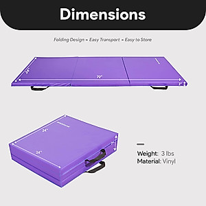 BalanceFrom Folding Gymnastics Mat Home Gym Floor Tumbling Equipment, Purple