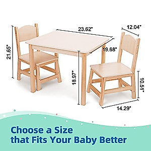 TOOKYLAND Wood Kids Table and Chairs Set,Natural,Sturdy,Doesn't Wobble,Light Color Children's Furniture,Easy to Match