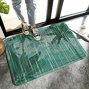 Door mat Welcome Outdoor Door Mat Summer Green Banana Leaves Foliage,Non-Slip Doormat Heavy Duty Patio Rug Pad Rain Tropical Leaf Plant,Dirt Mud Trapper for Entryway Kitchen Living Room 18x30In