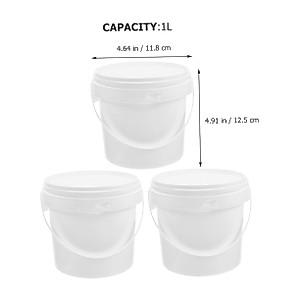 White Plastic Bucket 3pcs Storage Bucket White with Cover 3pc Pp 0.26 Gallon Buckets with Lid