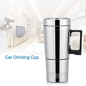 12V/24V 300ml Car Heating Bottle 304 Stainless Steel Electric Cup In-Car Travel Heating Cup for Heating Water Coffee Milk Tea in Travel (24V)