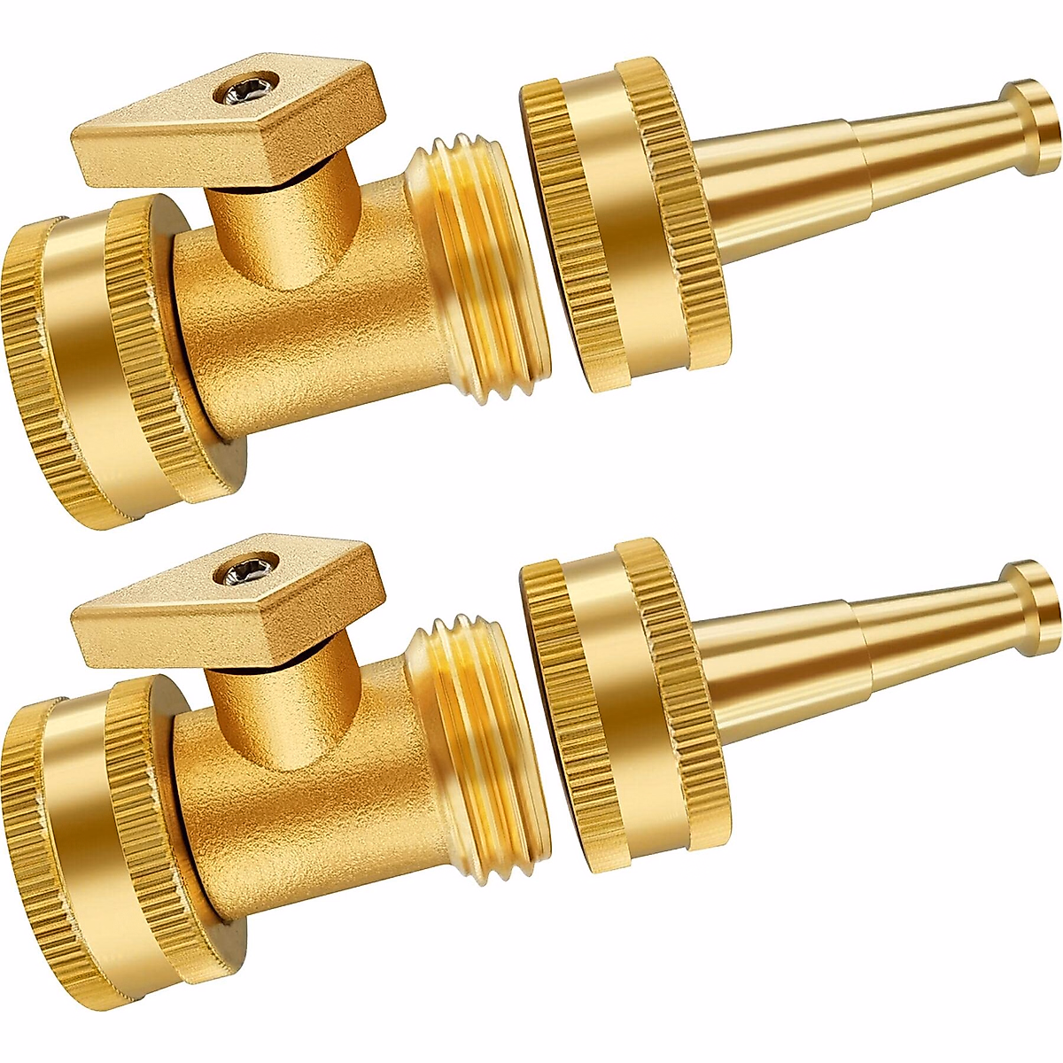4 Pack Brass Water Nozzle, Pressure Nozzle, Hose Jet Nozzle, Garden Hose Nozzle Heavy Duty 3/4" GHT