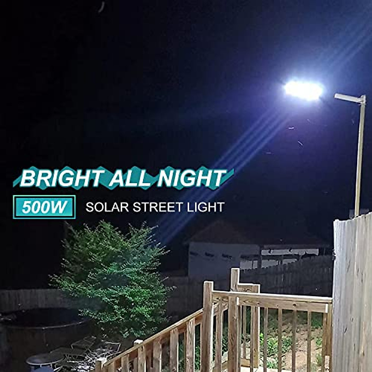 CONHOO 500W Solar Street Light Outdoor,360 LED Dusk to Dawn Outdoor Lighting,IP65 Waterproof LED Street Light Solar Powered, Patented MPPT Fast Charging, Keep Lighting Even 3-5 Rainy Days