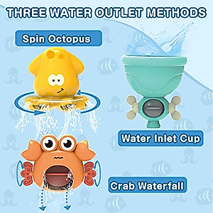 GILOBABY 15 PCS Baby Bath Toys, Animal Spinning Gear Toddler Bath Time Sensory Development Toy Set with Stacking Cup, Attaches to Any Size Tub Wall, Ideal Educational Toys for Child